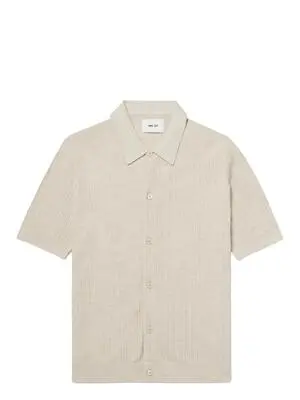 Nn07 Nolan 6695 Textured-knit Organic Cotton Shirt - Neutrals