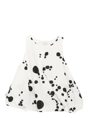 Apuntob Sleeveless Printed Cotton Blouse With Bubble Hem - Black