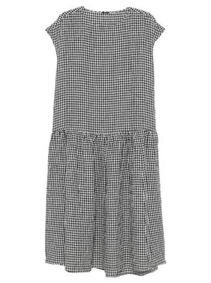 Apuntob Checked Cotton Midi Dress - Black