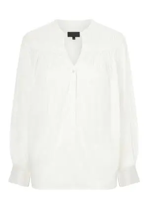 NILI LOTAN Nili Lotan Clarys Embroidered Cotton-Voile Blouse Ivory