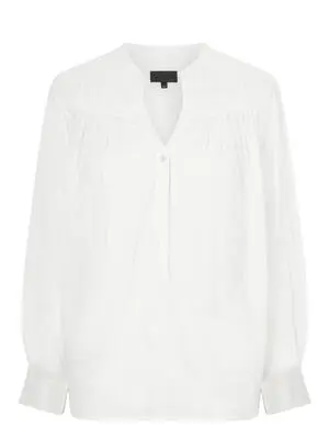 NILI LOTAN Clarys Embroidered Cotton-voile Blouse - Neutrals