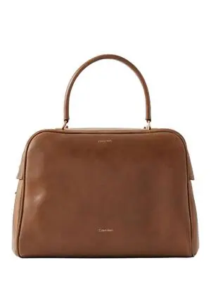 Calvin Klein Calvin Klein Collection America Leather Shoulder Bag Tan