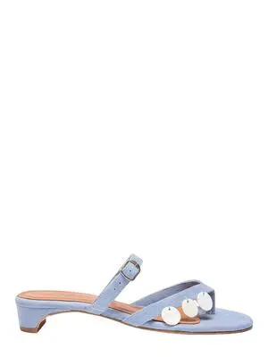 NAGUISA Noya Suede Sandals With Mother-of-pearl Embellishments - Blue