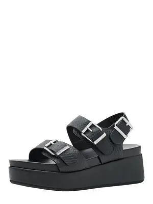 J/SLIDES NYC Brooke Platform Wedge Sandals - Black