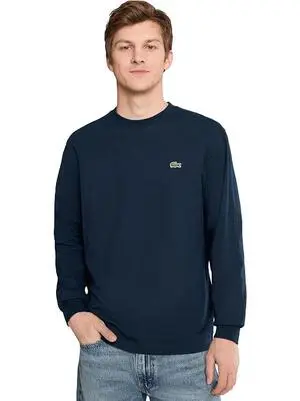Lacoste Long Sleeved Cotton T-shirt Men's T Shirt Navy Blue 1 Navy