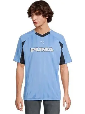 PUMA PUMA Sport Lifestyle Soccer Jersey With Ribbed V-Neckline And Moisture-Wicking Technology Blue