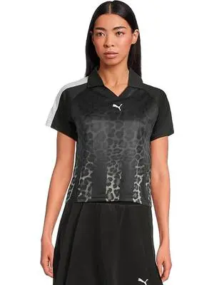 PUMA T7 Leo Luxe Relaxed Soccer Jersey All Over Print T-shirt - Black