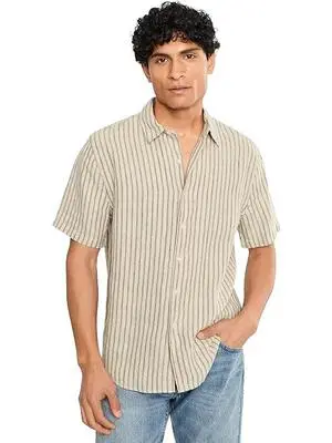 Vince Ballston Stripe Short Sleeve Hemp Shirt Clothing Parchment/coastal Stripe - Gray