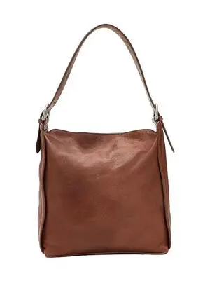 THE FRYE COMPANY Frye Carla Studded Hobo Shoulder Handbag Cognac