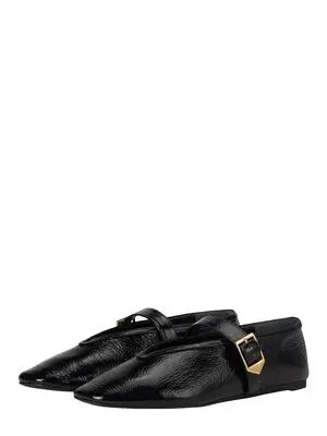 Schutz Courtney Buckle Flat Shoes - Black