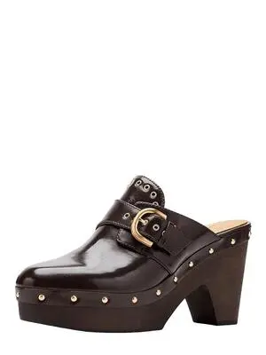 Madewell The Wes Buckle-strap Clog In Leather - Brown