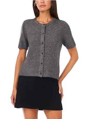 Vince Camuto Short Sleeve Cardigan Sweater - Gray
