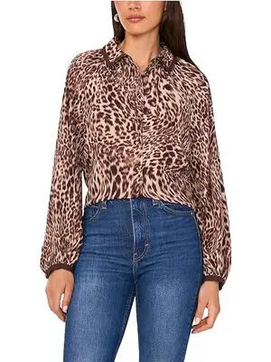 Vince Camuto Printed Raglan Sleeve Shirt - Gray
