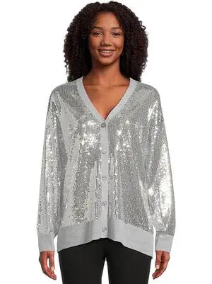 Vince Camuto Sequined V-neck Cardigan - Gray