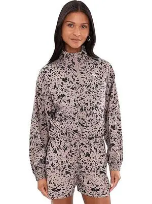PUMA Essentials Graphics Animal Print Relaxed Woven Half-zip Jacket - Beige