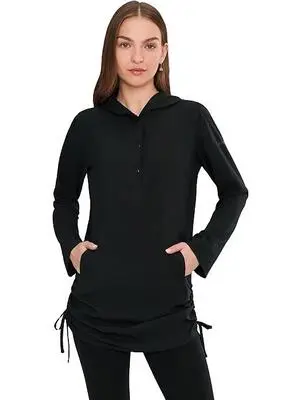 Columbia Pfg Castback Coverup Long Sleeve Hooded Shirt With Drawstring Hem - Black