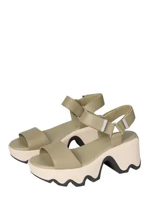 Sorel Kinetic Aura Y-strap Platform Sandals - Olive
