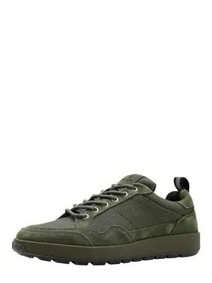Greats GREATS Ravine Lace-Up Suede And Mesh Sneakers Olive