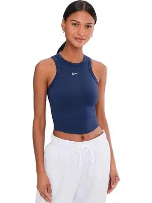 Nike Dri-fit Fitted Cropped Tank Top - Navy