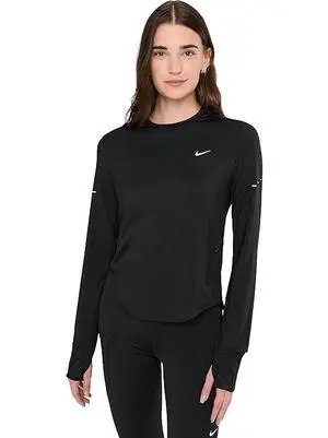 Nike Swift Dri-fit Ultraviolet Long Sleeve Crew Neck Running Top - Black