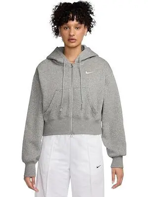 Nike Nike Sportswear Phoenix Fleece Loose Full-Zip Cropped Hoodie Gray