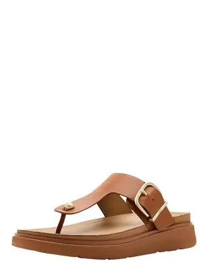 Fitflop Gen-ff Buckle Leather Toe-post Wedge Sandals - Tan