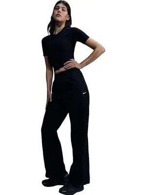 Nike Windrunner High-waisted Woven Open-hem Pants - Black