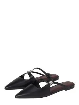 Vince Gilia Mule Shoes Flat Slip-on With Embellishment - Black