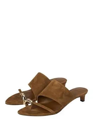VINCE Vince Suzie Slide Sandals With Gold Tone Ring Detail