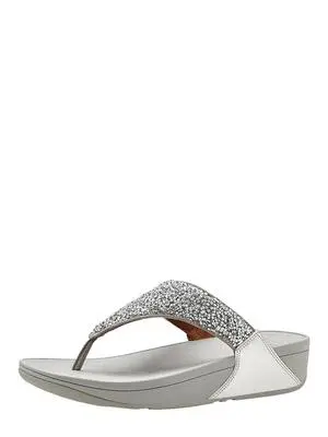 Fitflop FitFlop Lulu Shimmerfoil Toe-Thong Wedge Sandals Silver