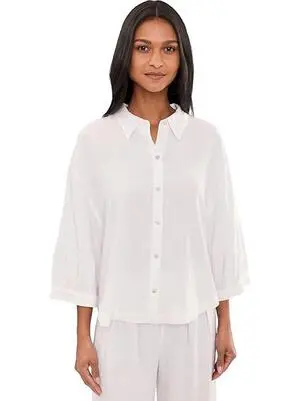 Eberjey Linen Blend Relaxed Sleeve Top - Bone