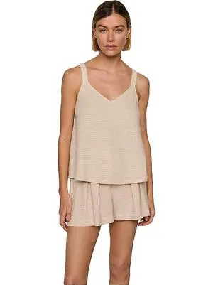 Eberjey Linen Blend V-neck Cami - Beige