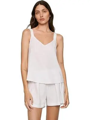 Eberjey Linen Blend V-neck Cami - White