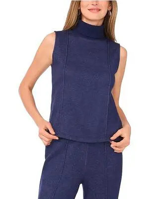 Vince Camuto Sleeveless Ribbed Turtleneck Tank - Gray