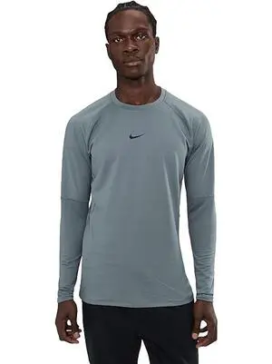 Nike Nike Pro Warm Long Sleeve Crew Top Gray