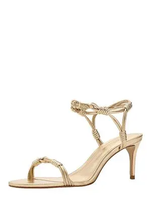 Schutz Nara Mid Stiletto Sandals With Gold Tone Accents - Multi