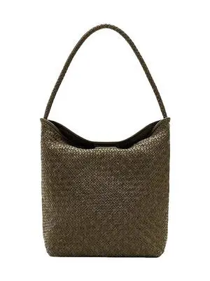 Madewell Woven Leather Bucket Shoulder Bag - Olive