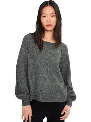 Vince Camuto Crew Neck Puff Sleeve Sweater - Gray