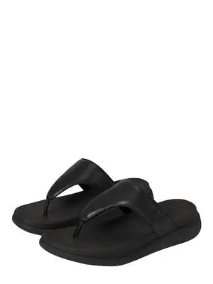 Fitflop F-mode Go Adjustable Flatform Toe-post Sandals - Black