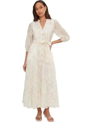 Vince Camuto Three Tier Button Bodice Maxi Dress - Tan