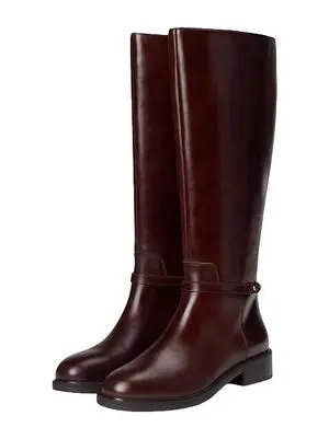 Vince Camuto Adria Knee High Riding Boot With Chain Link Detailing - Brown
