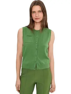 Vince Patch Pocket Cardigan Tank - Green