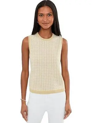 Vince Gingham Taneck Sweater Tank - Bone