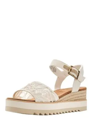 Toms Diana Leopard Print Platform Wedge Sandals - Gray