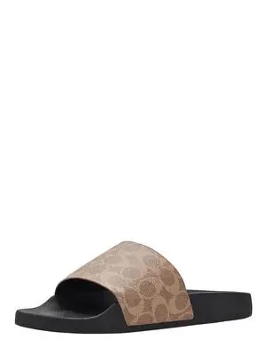 COACH Signature Canvas Pool Slides - Tan