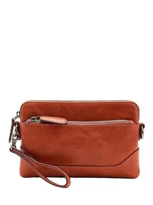 THE FRYE COMPANY Frye Melissa Leather Wristlet Crossbody Bag Persimmon