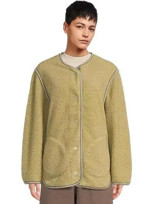 UGG Fleece Jacket With Braided Trim - Olive