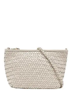 Madewell Woven Leather Crossbody Bag With Zip Closure - Bone