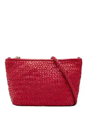 Madewell Woven Leather Crossbody Bag With Zip Closure - Red
