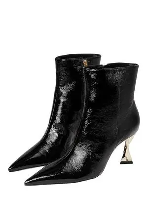 Schutz Elisha Pointed Toe Stiletto Ankle Boots - Black